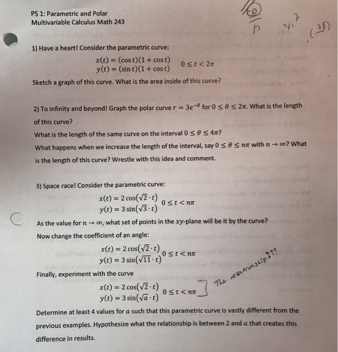 Solved PS 1: Parametric and Polar Multivariable Calculus | Chegg.com