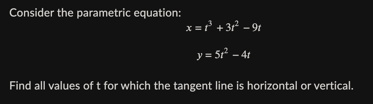 Solved Consider the parametric | Chegg.com