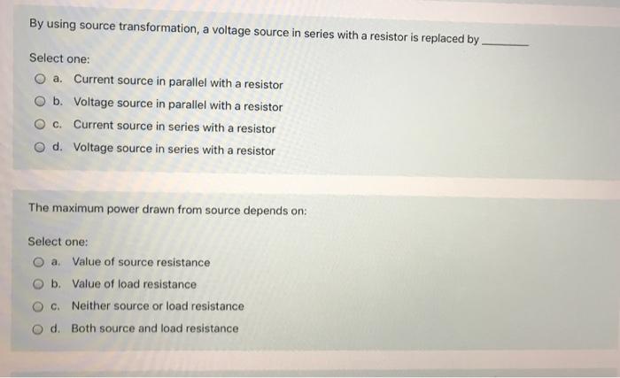 Solved By using source transformation, a voltage source in | Chegg.com