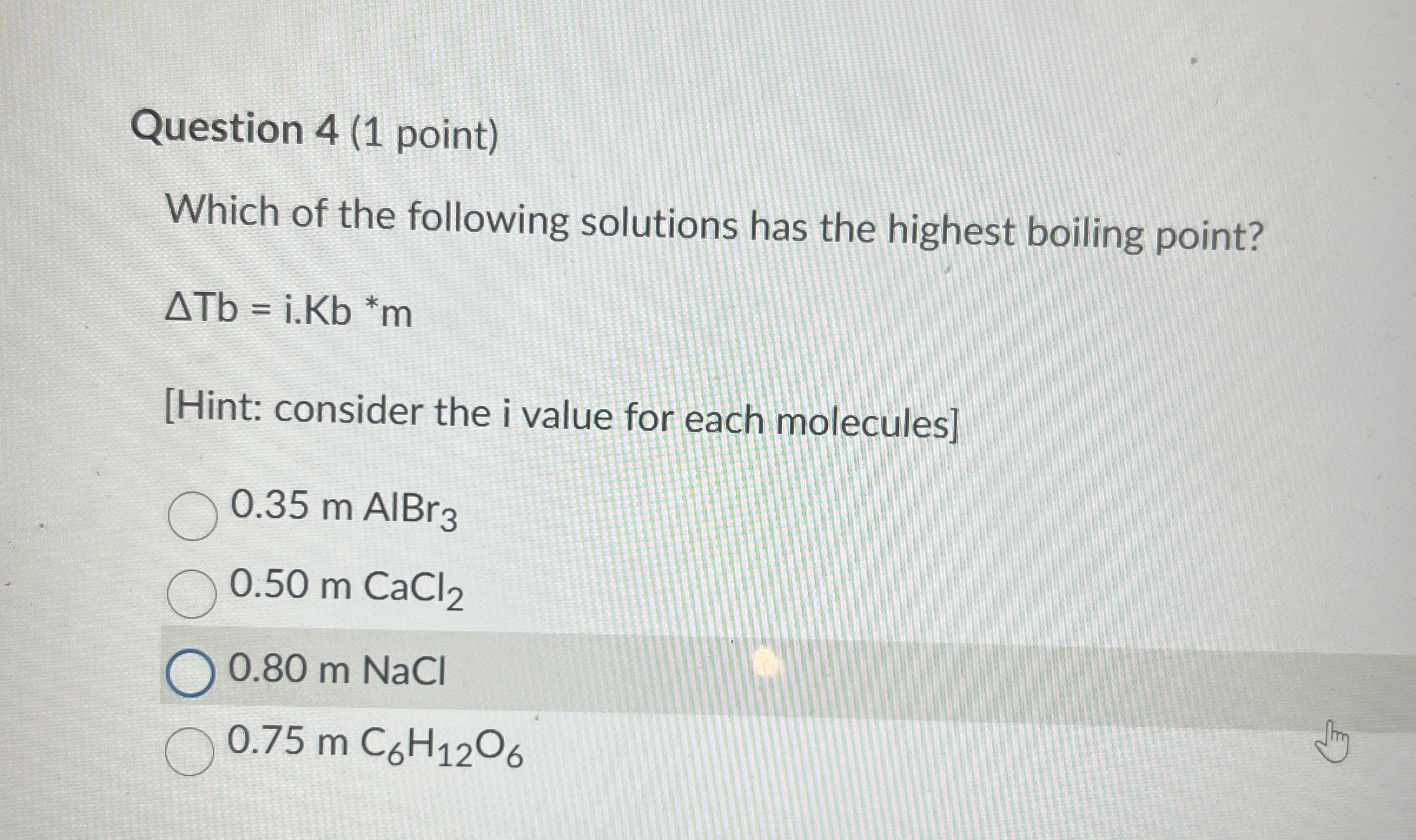 Question 4 (1 ﻿point)Which of the following solutions | Chegg.com