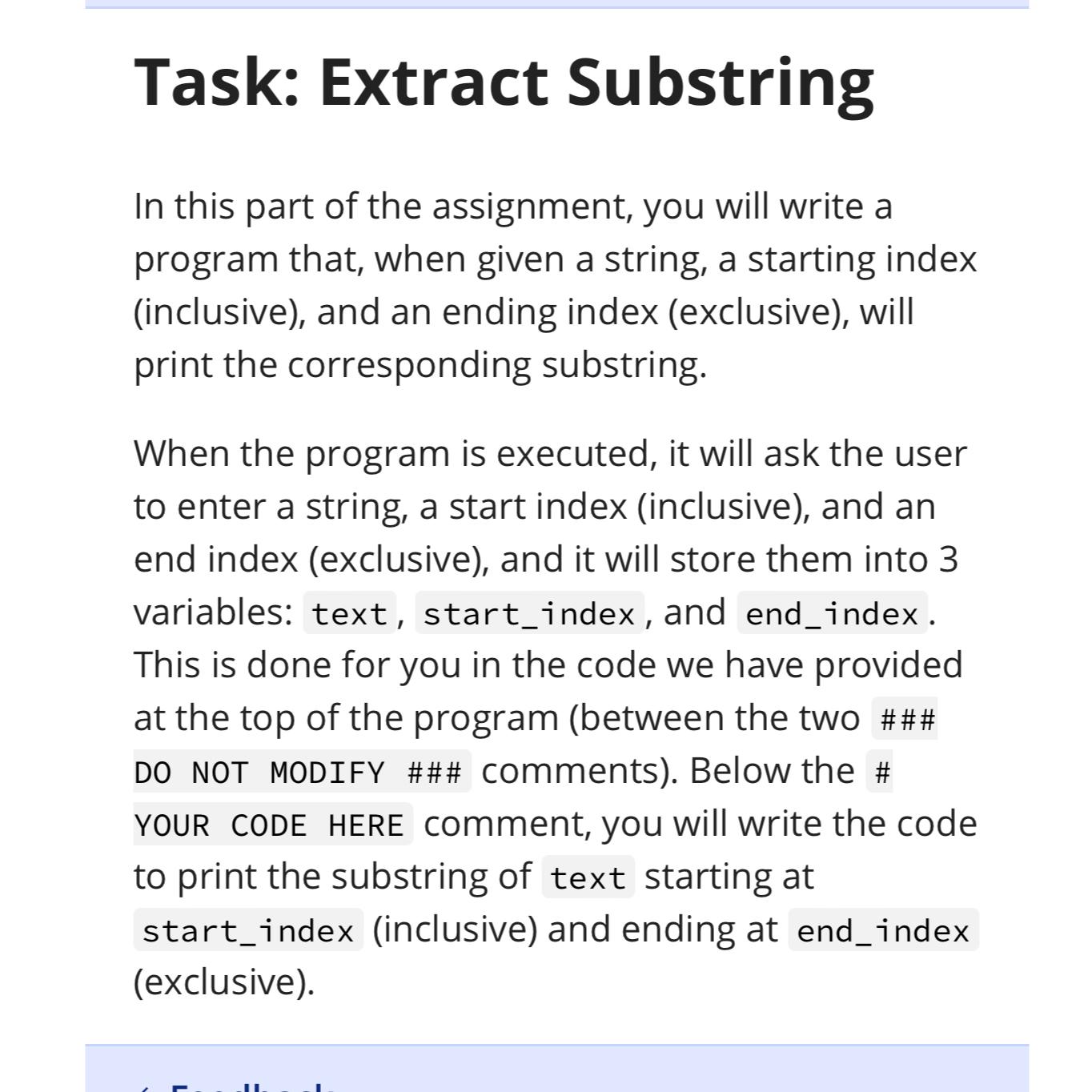 Solved Task: Extract SubstringIn this part of the | Chegg.com