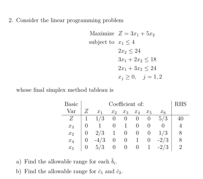 Solved 2. Consider the linear programming problem Maximize | Chegg.com