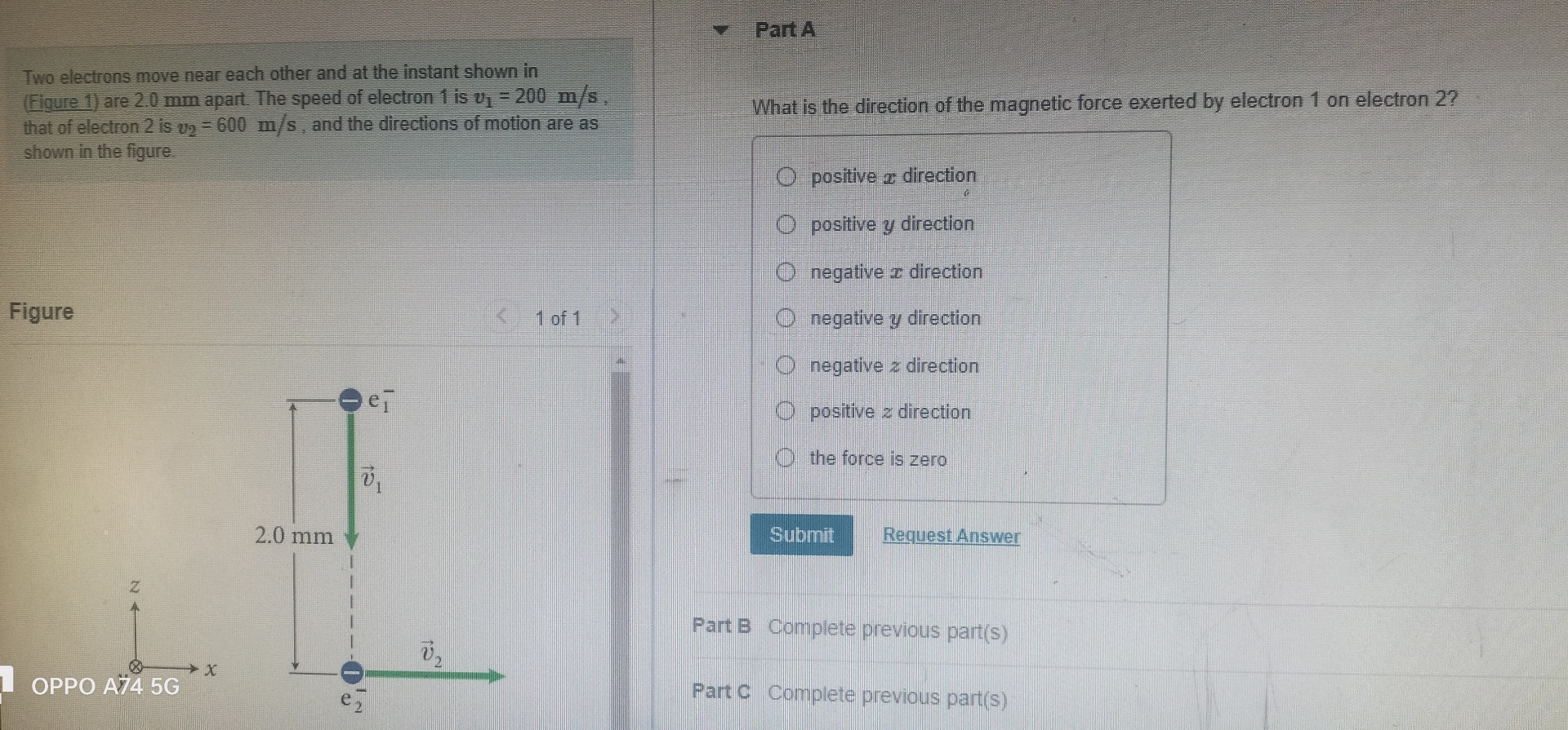 Solved Part ATwo electrons move near each other and at the | Chegg.com
