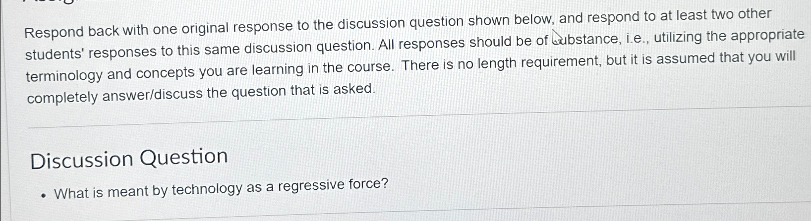 Solved Respond back with one original response to the | Chegg.com
