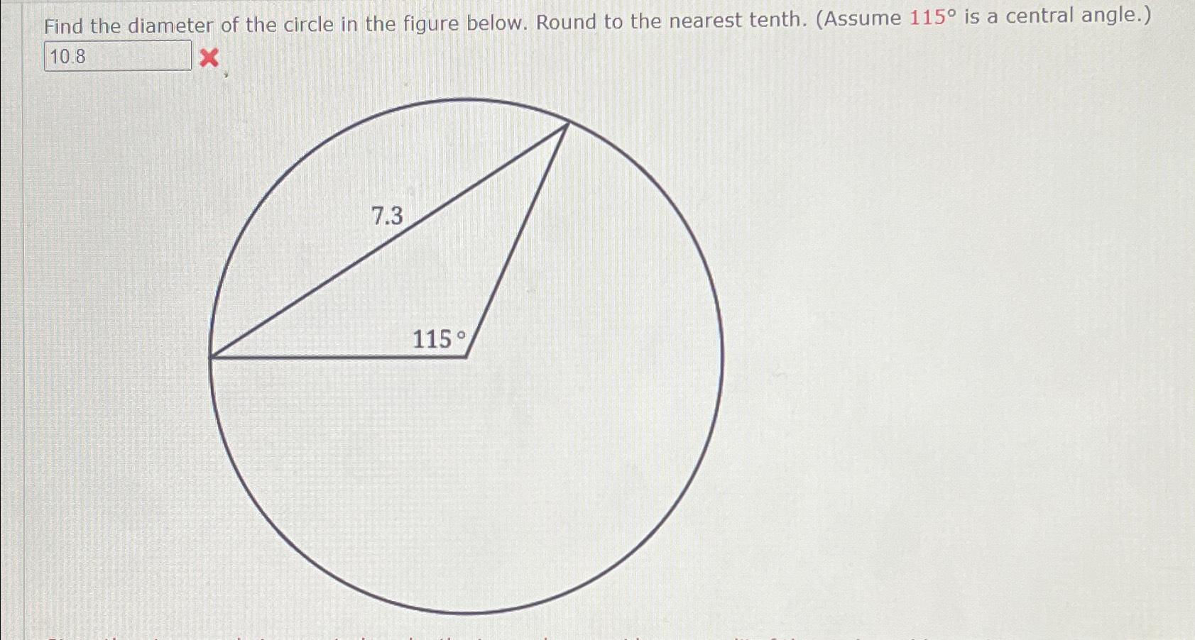 Solved Find the diameter of the circle in the figure below. | Chegg.com