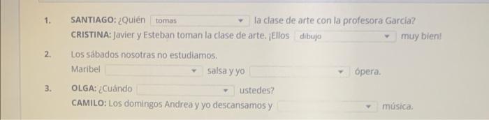 1 Seleccionar Select the correct option to complete | Chegg.com 1 Seleccionar Select the correct option to complete | Chegg.com