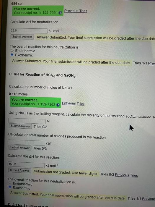 Solved A. ΔHsolution of NaOH(s) Phase Change: Calculate the | Chegg.com