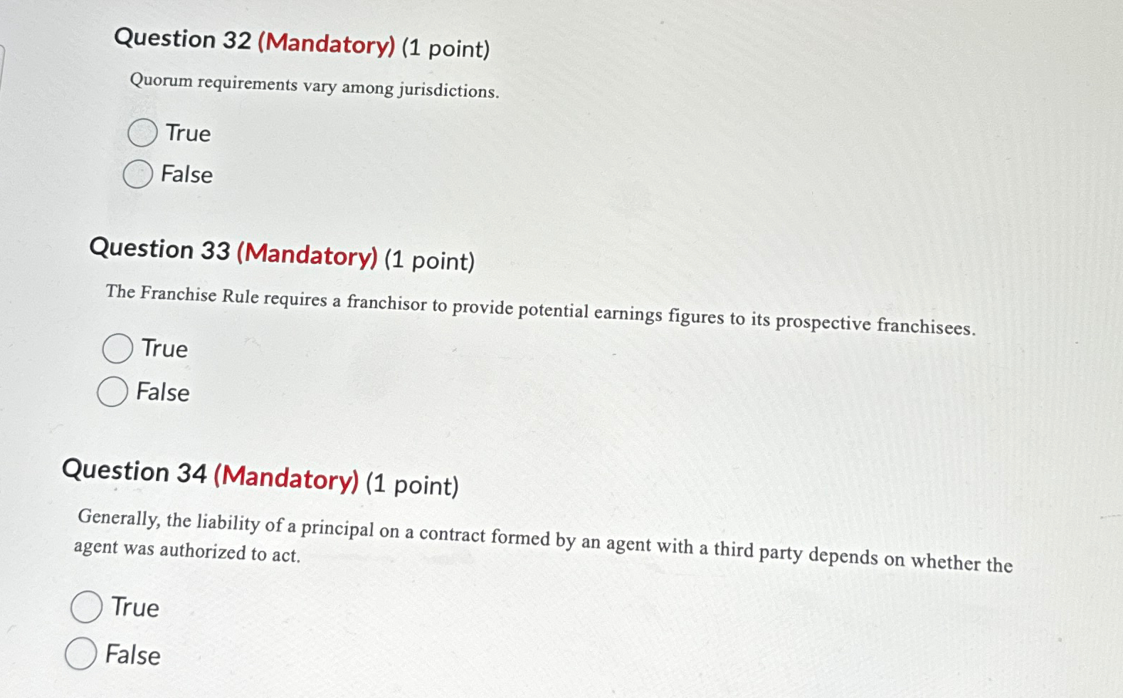 Solved Question 32 (Mandatory) (1 ﻿point)Quorum requirements | Chegg.com
