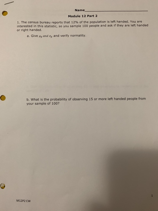 Solved Module 12 Part 1 1. Suppose the SAT math section has | Chegg.com