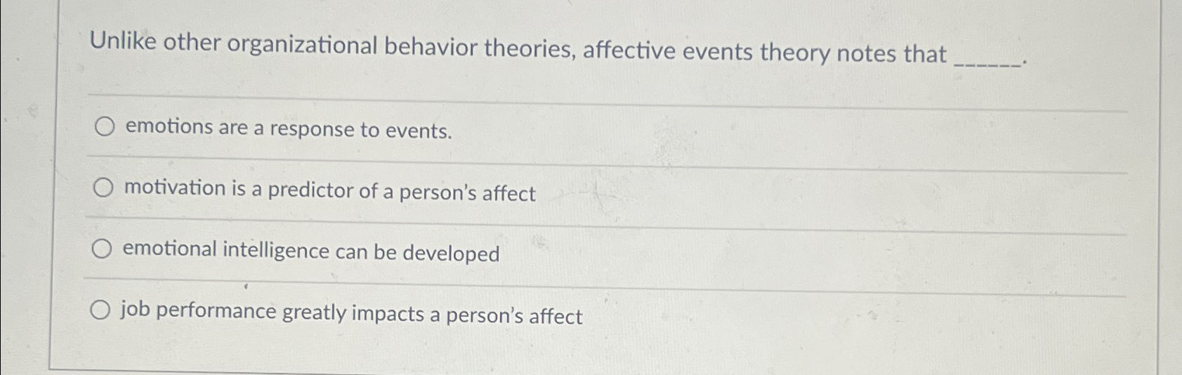 Solved Unlike other organizational behavior theories, | Chegg.com