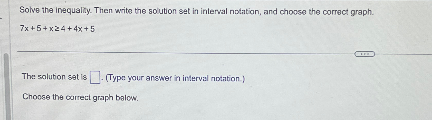 Solved Solve the inequality. Then write the solution set in | Chegg.com