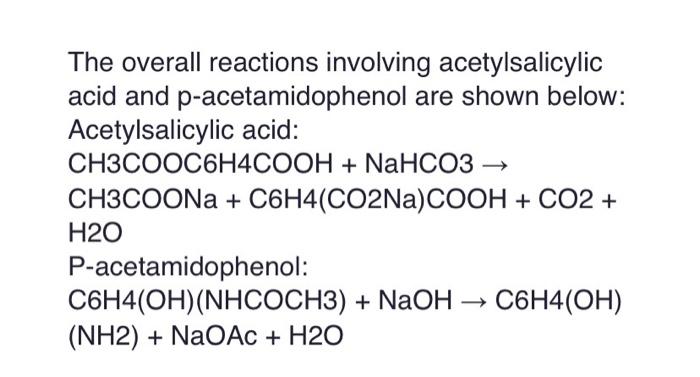 Solved The overall reactions involving acetylsalicylic acid | Chegg.com