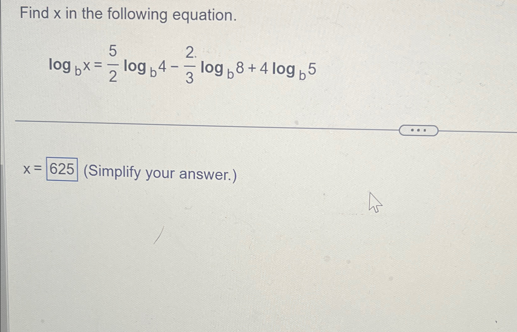 Solved Find x ﻿in the following | Chegg.com