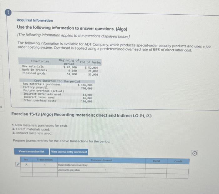 Solved Requlred Information Use the following information to | Chegg.com
