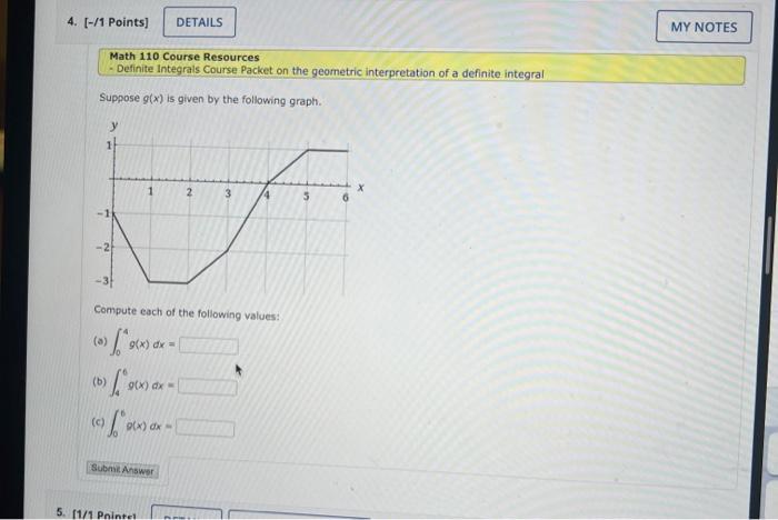 Solved Math 110 Course Resources - Definite Integrals Course | Chegg.com