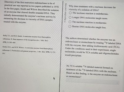 Solved Disconery of the first restriction endonuclease to be | Chegg.com