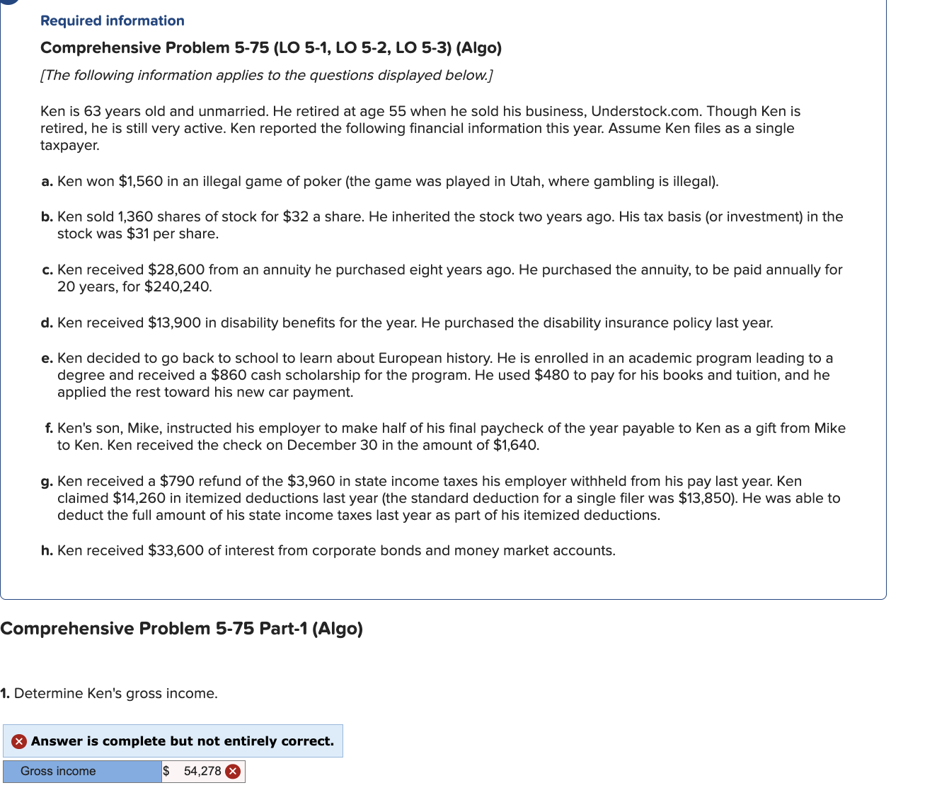 Solved Required information Comprehensive Problem 5-75 (LO | Chegg.com