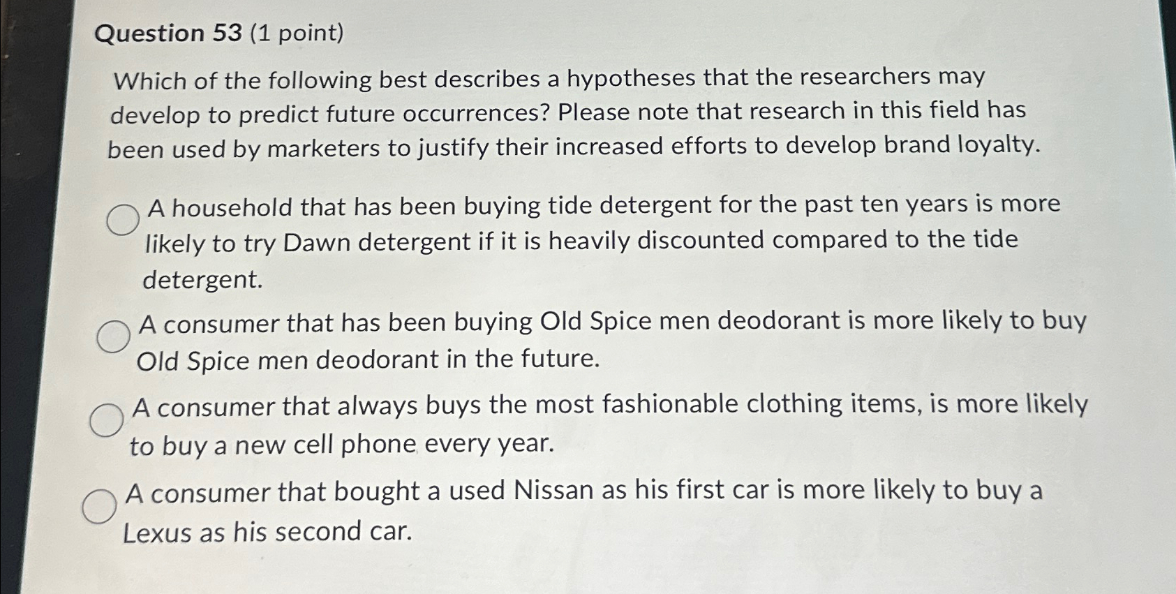 Solved Question 53 (1 ﻿point)Which of the following best | Chegg.com