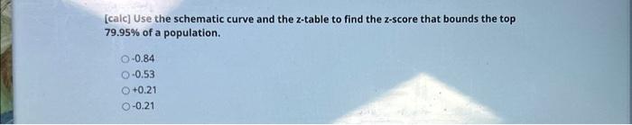 Solved [calc] Use the schematic curve and the z-table to | Chegg.com