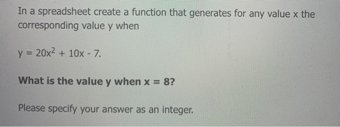 Solved In a spreadsheet create a function that generates for | Chegg.com Solved In a spreadsheet create a function that generates for | Chegg.com