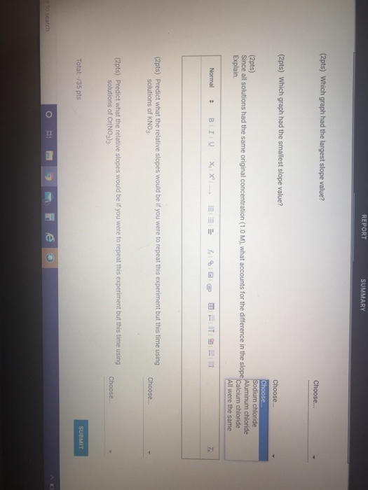 REPORT SUMMARY Data And Report Submission - Solutions | Chegg.com