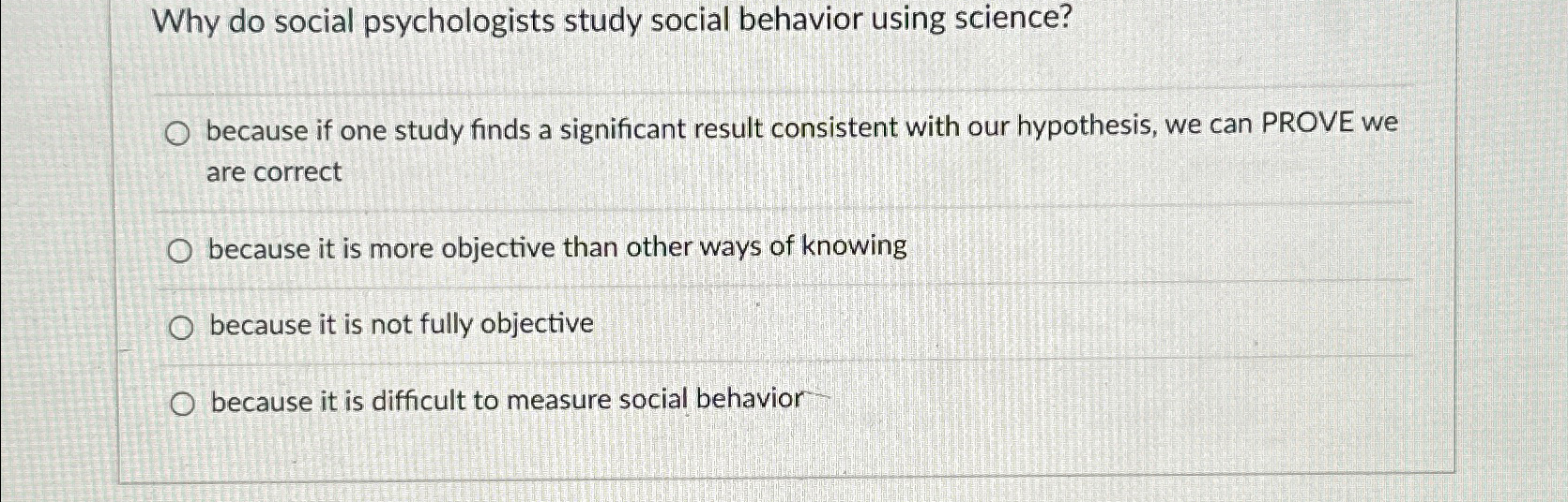 Solved Why do social psychologists study social behavior | Chegg.com