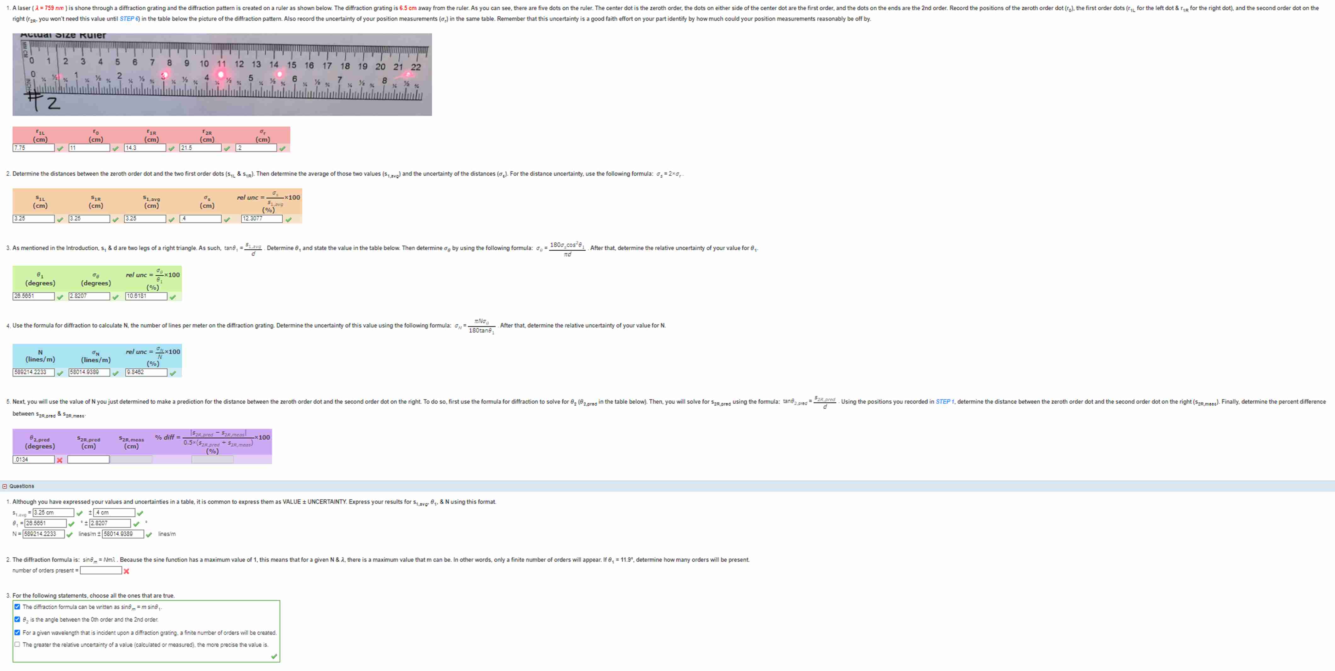 Solved Determine the distances between the zeroth order dot | Chegg.com