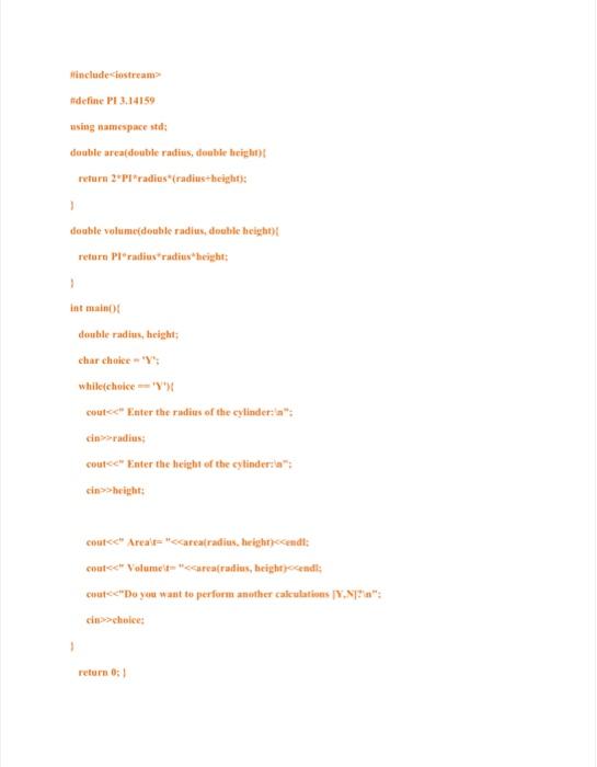 Solved 6 include diostrear #define P1 3,14159 Busing | Chegg.com