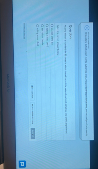 Solved CURENT OBECTIMEUnderstand definitions of events, | Chegg.com