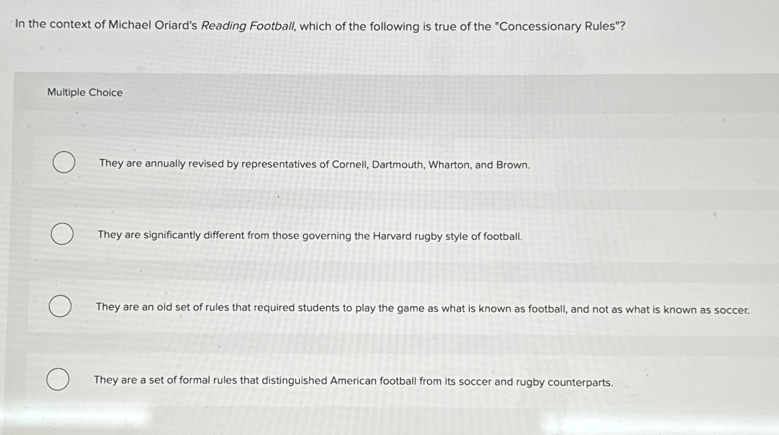 Solved In the context of Michael Oriard's Reading Football, | Chegg.com