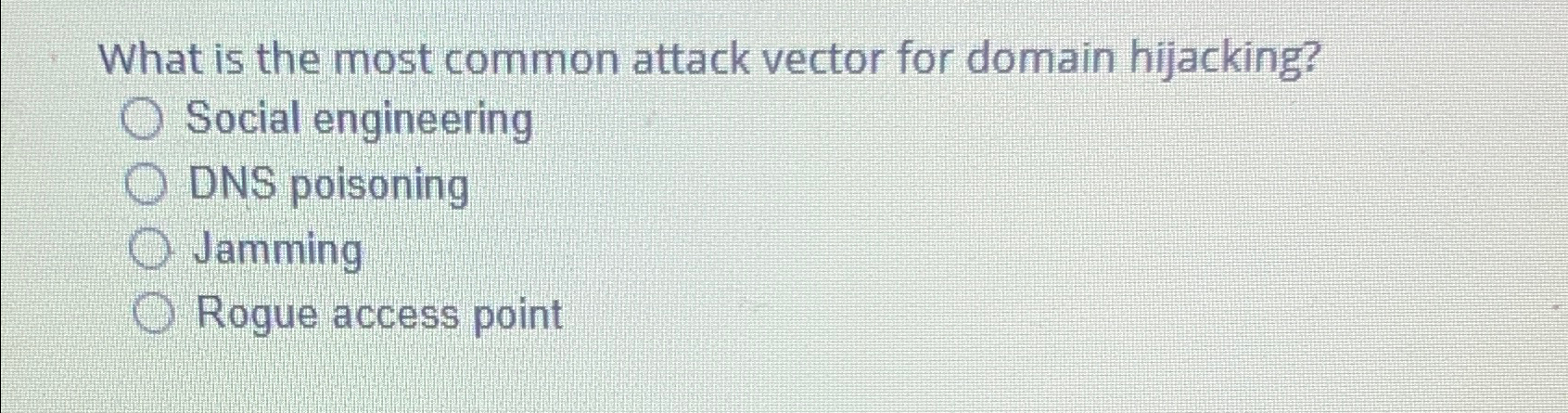 Solved What is the most common attack vector for domain | Chegg.com