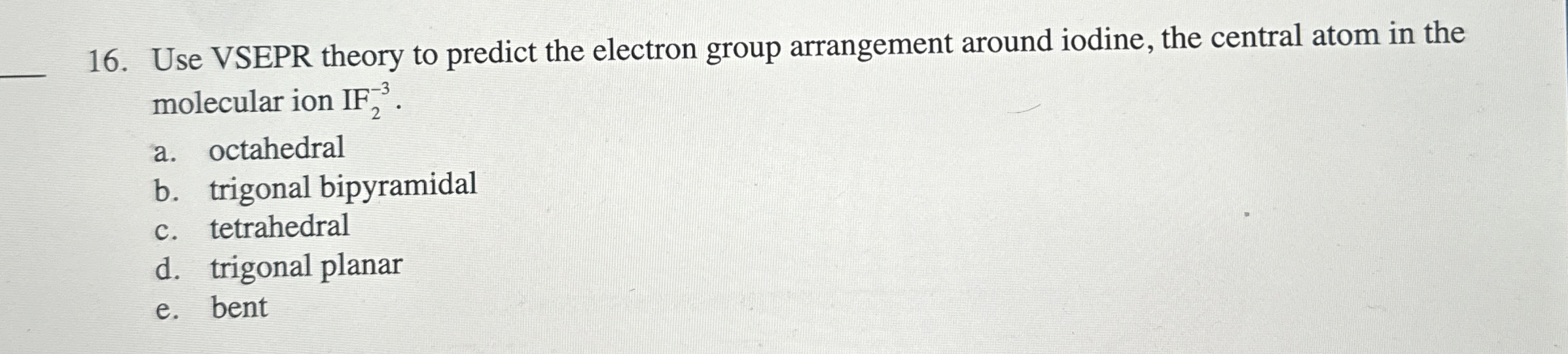 Solved Use VSEPR theory to predict the electron group | Chegg.com