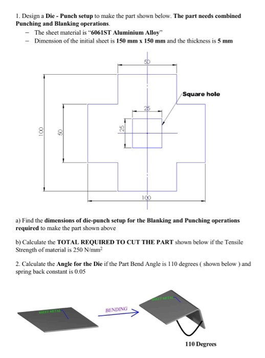 Solved 1. Design a Die-Punch setup to make the part shown | Chegg.com