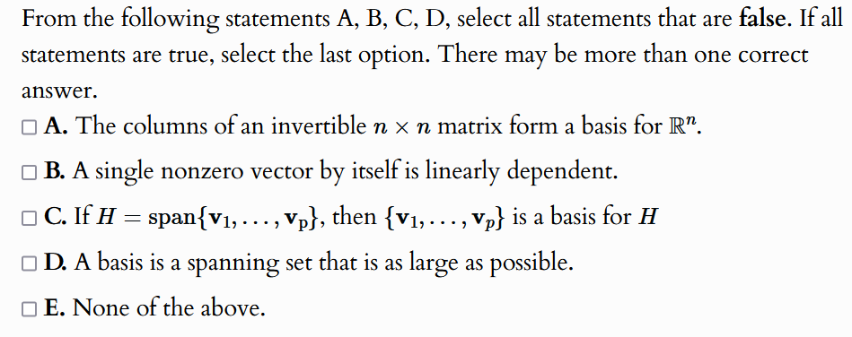 Solved From the following statements A, ﻿B, ﻿C, ﻿D, ﻿select | Chegg.com