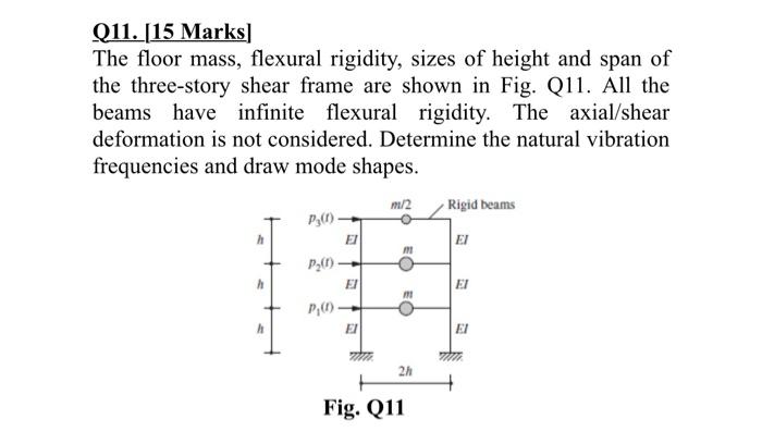 Solved Q11. [15 Marks] The floor mass, flexural rigidity, | Chegg.com