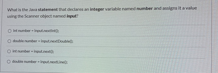 Solved What Is The Java Statement That Declares An Integer