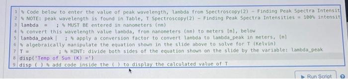 Solved 483 nm -3 10 a T = 2.898 x 10 m.K peak Visible The | Chegg.com