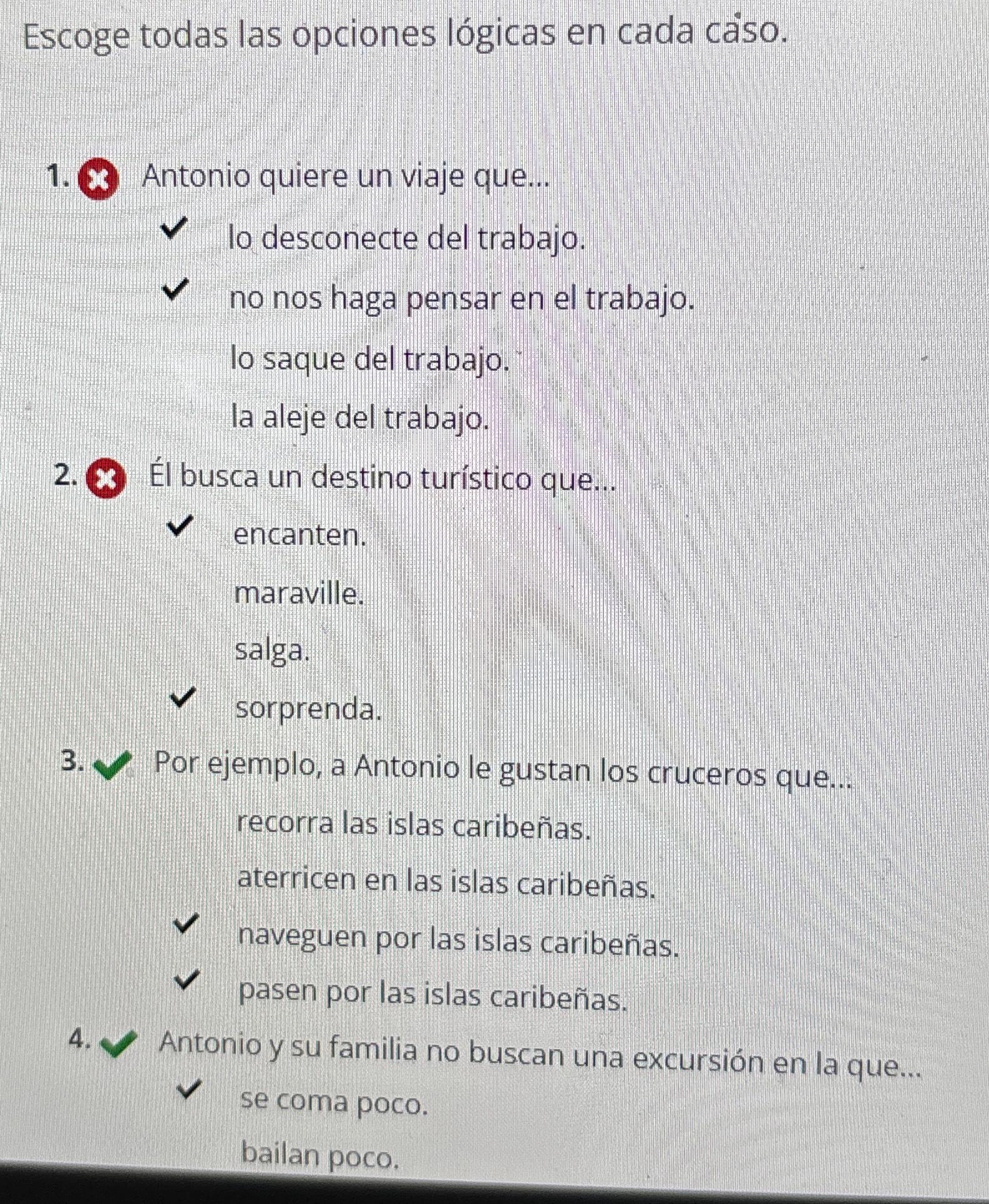 Solved Escoge todas las opciones lógicas en cada cáso.x | Chegg.com