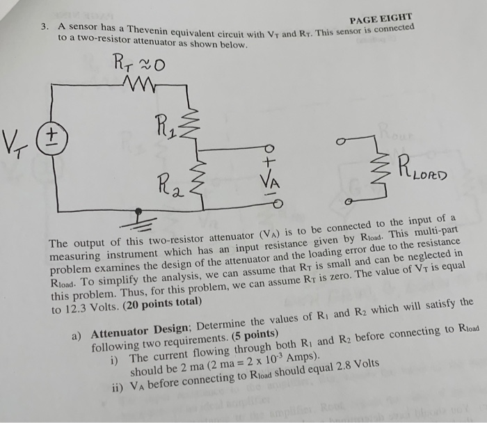 Solved 3. A sensor has a Thevenin equivalent circuit with Vy | Chegg.com