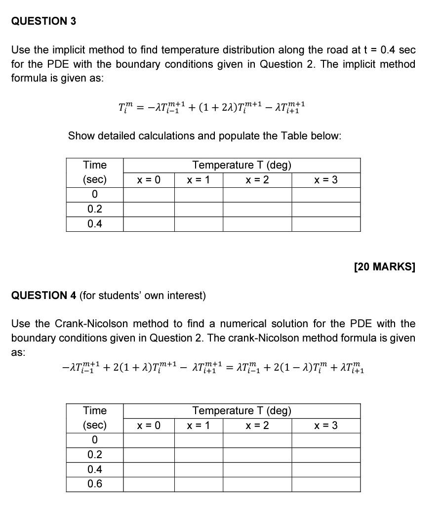 Use the implicit method to find temperature | Chegg.com