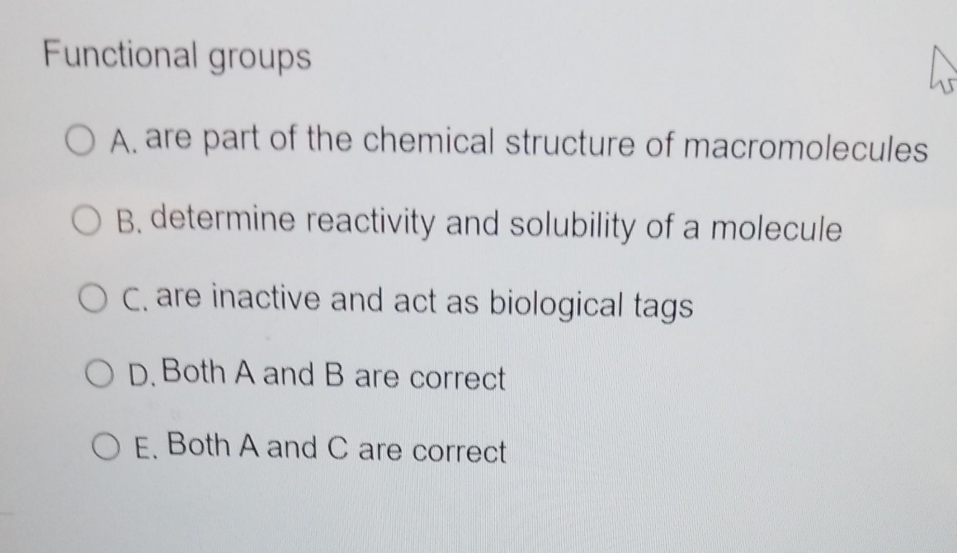 Solved Functional groups A. are part of the chemical | Chegg.com