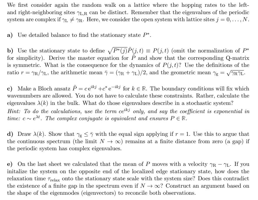 Solved We first consider again the random walk on a lattice | Chegg.com