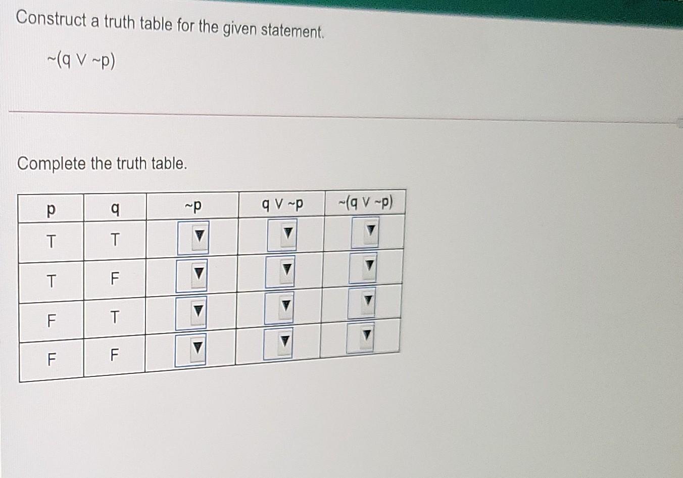 Solved Complete the truth table for the given statement by | Chegg.com