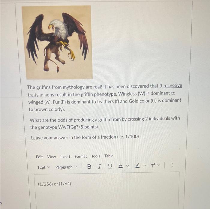 Solved The griffins from mythology are real! It has been | Chegg.com