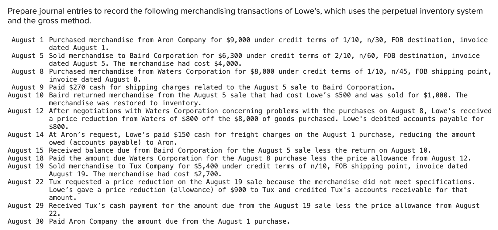 Solved Prepare journal entries to record the following | Chegg.com