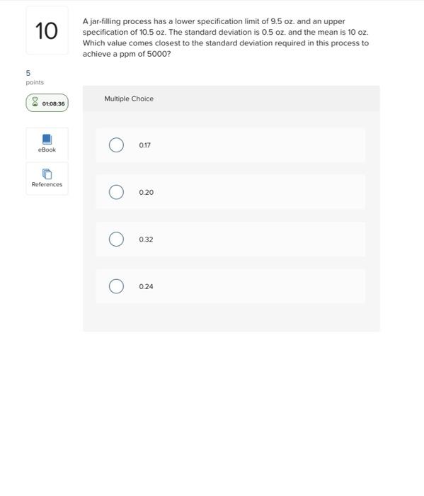 Solved A jar-filling process has a lower specification limit | Chegg.com