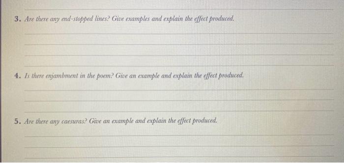 3. Are there any end-stopped lines? Give examples and | Chegg.com