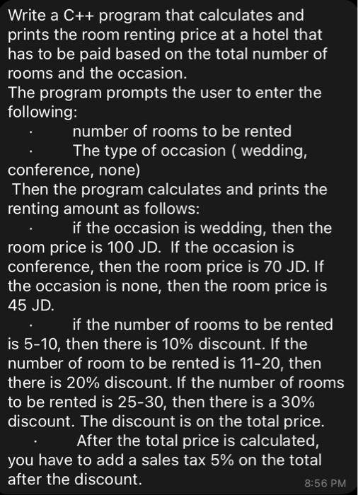 Solved Write a C++ program that calculates and prints the | Chegg.com