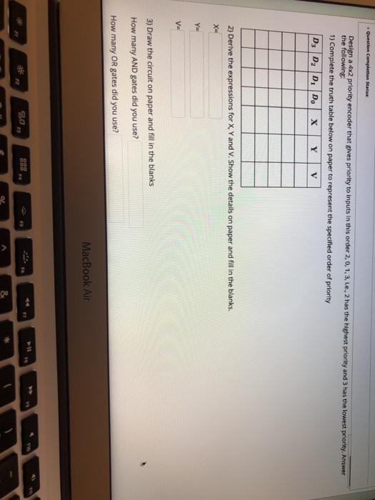 Solved Question completion Status Design a 4x2 priority | Chegg.com