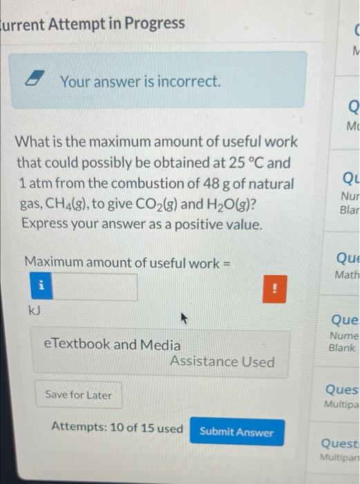 Solved Lurrent Attempt in Progress ( Your answer is | Chegg.com